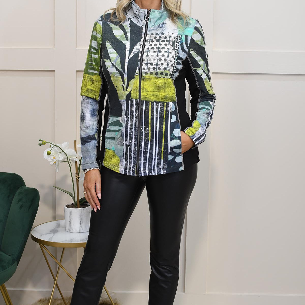 Dolcezza 'Mono Leaf' Pattern Jacket | Dolcezza Jackets For Women ...