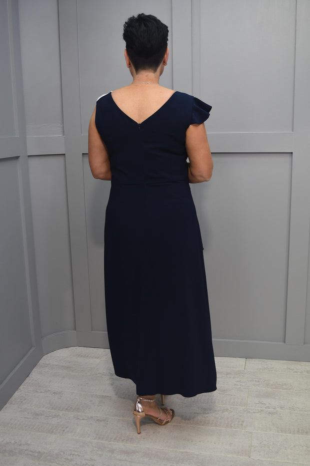 Ella Boo Navy & White Dress With Asymmetric Ruffle | Style Boutique NI